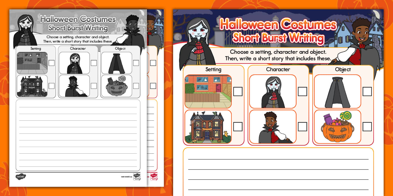 Halloween Costumes Short Burst Writing template - Twinkl