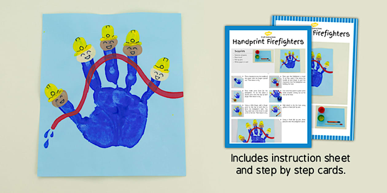 Handprint Firefighters Craft Instructions (teacher made)