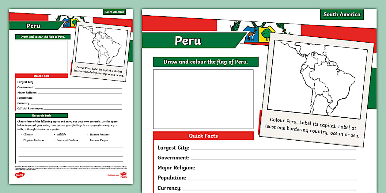 KS2 Peru Research Activity (teacher made) - Twinkl