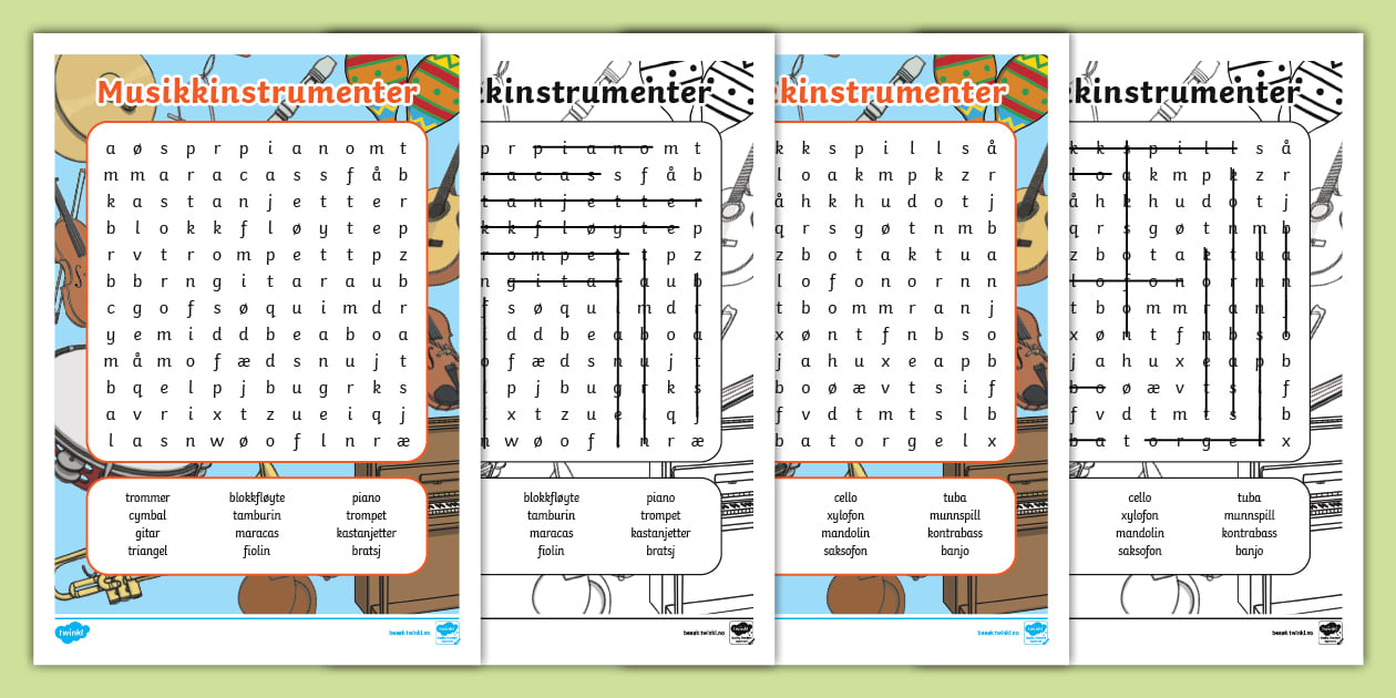 Letekryss med musikkinstrumenter