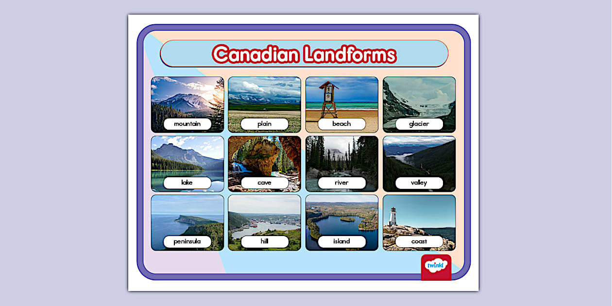 Canadian Landforms Photo Display Poster - Twinkl