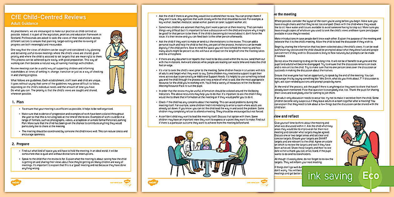 Child Centred Reviews Adult Guidance (teacher made) - Twinkl