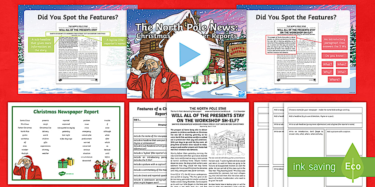 KS2 The North Pole News: Christmas Newspaper Reports Activity Pack