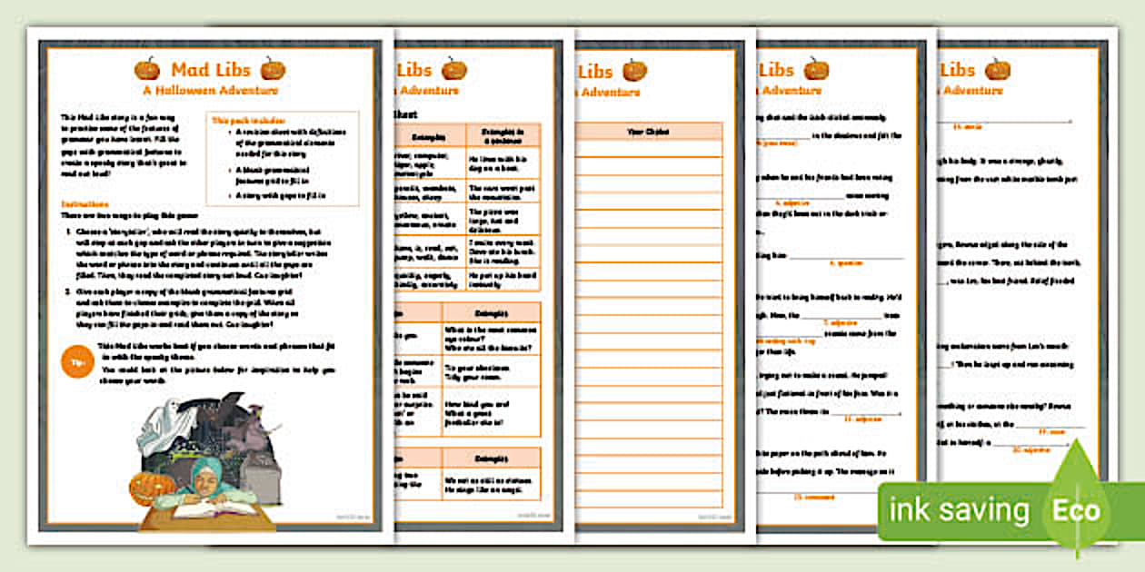 Mad Libs - A Halloween Adventure (teacher made) - Twinkl