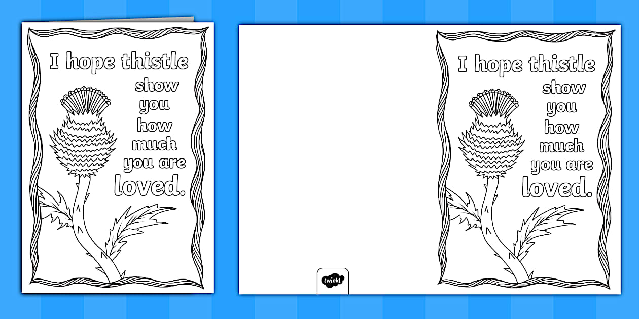 Father's Day Thistle Card Colouring Page - Twinkl