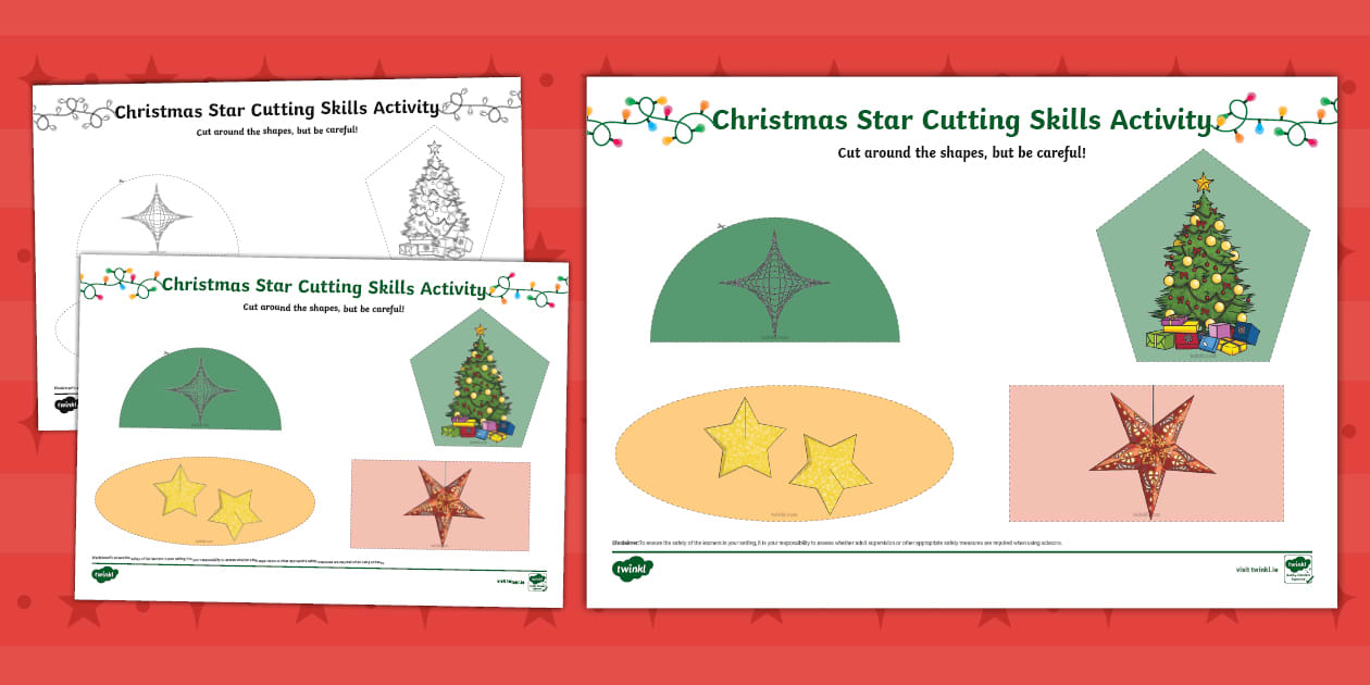 Christmas Star Cutting Skills Activity - Twinkl