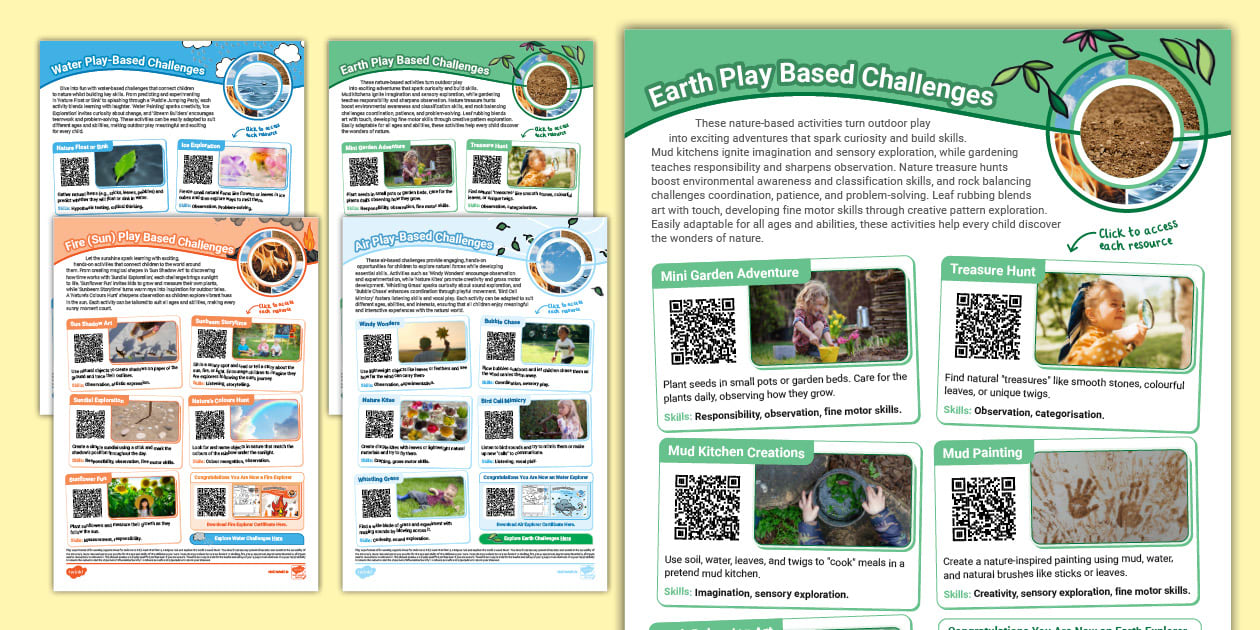 * NEW * FREE Outdoor Play Month Element Play Based Challenges