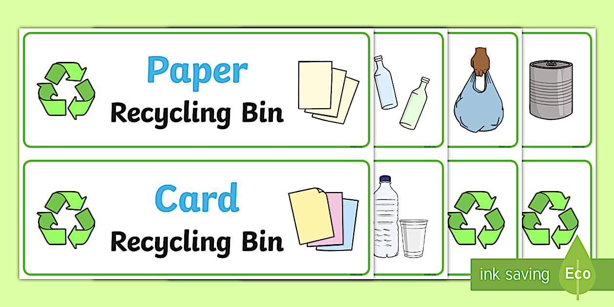 Editable Printable Recycling Labels (teacher made) - Twinkl