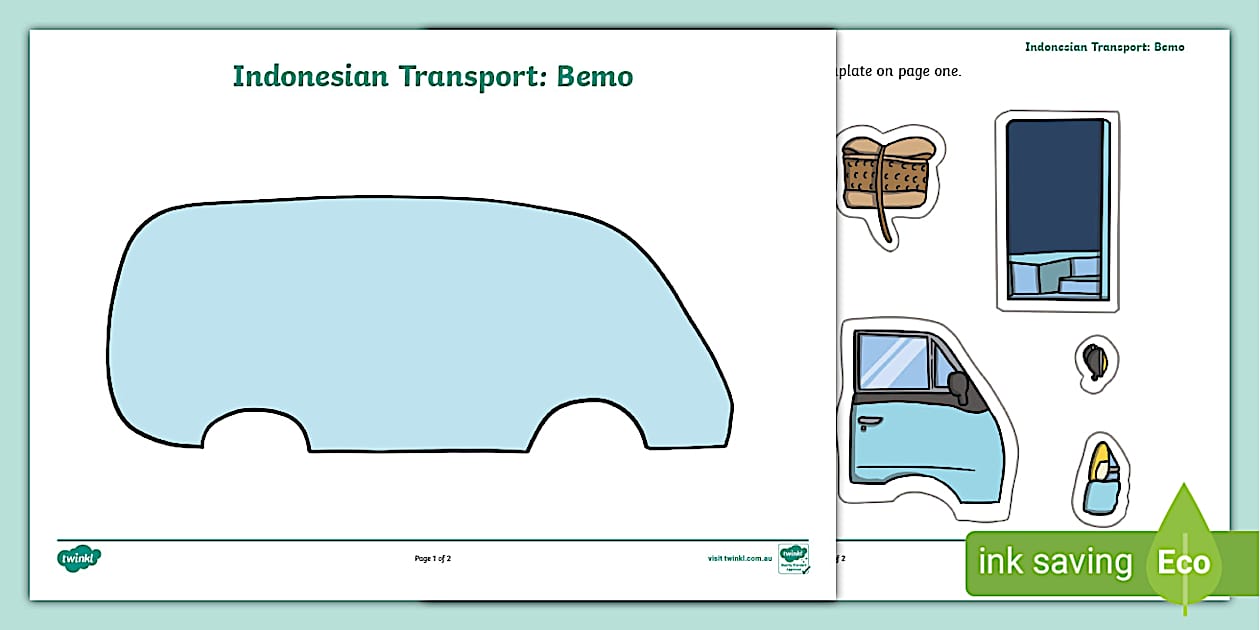 Indonesian Transport Bemo Cut and Paste Craft Culture