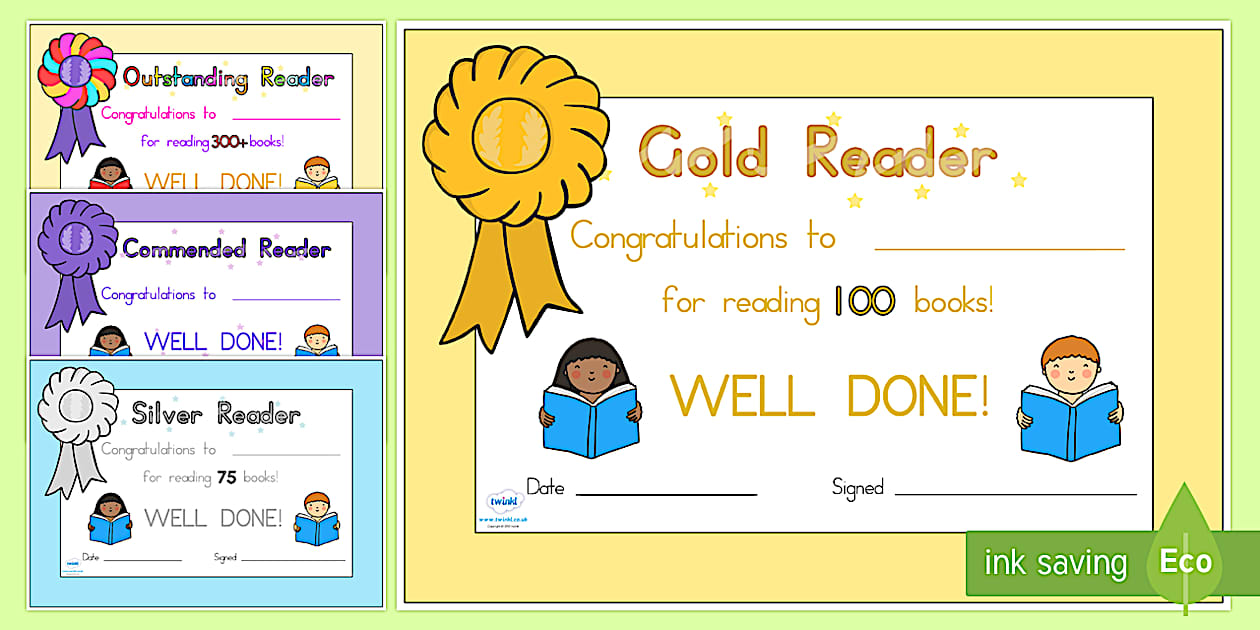 Editable Book Reading Certificates (teacher made) - Twinkl
