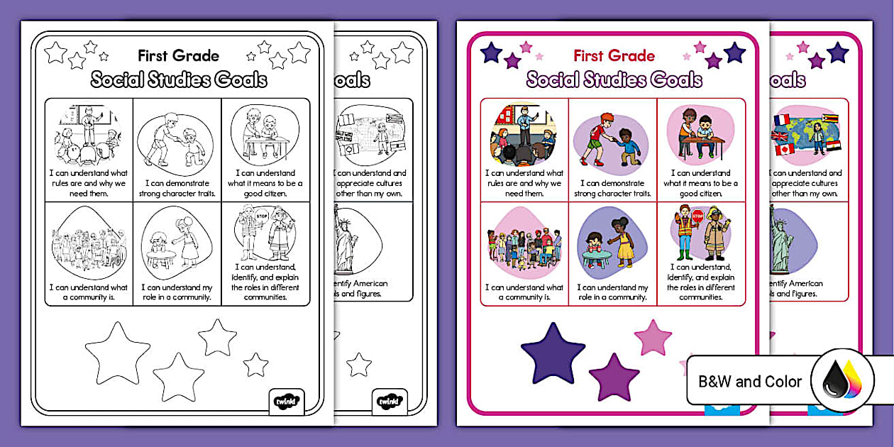 First Grade Social Studies Goals Posters (professor feito)