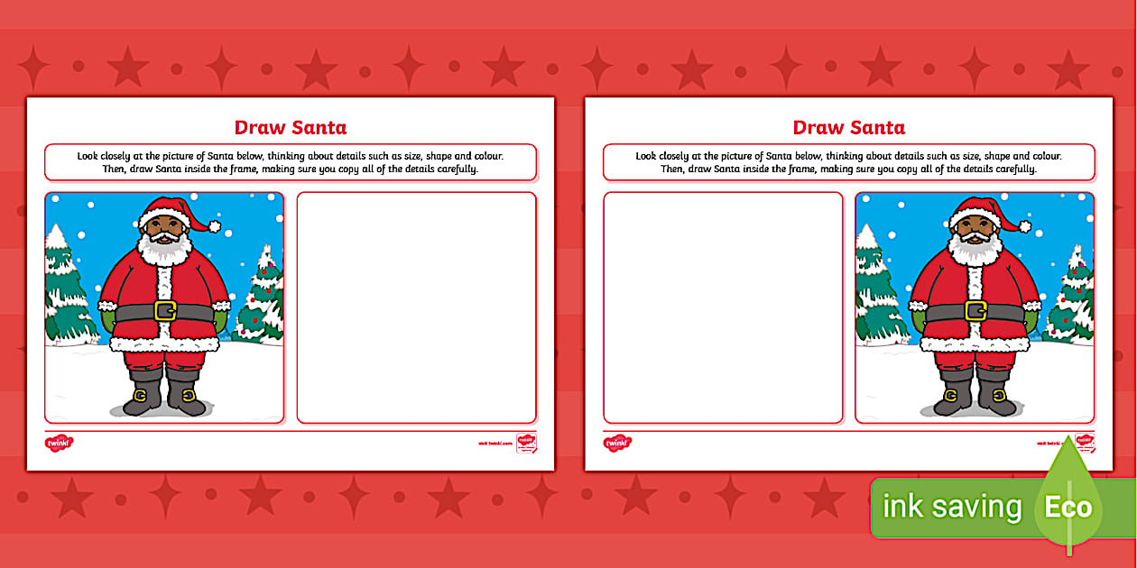 Draw Santa Art Activity (teacher made) - Twinkl