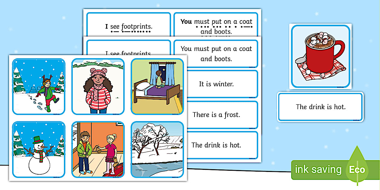 Winter-Themed Simple Sentence Matching Activity - Twinkl