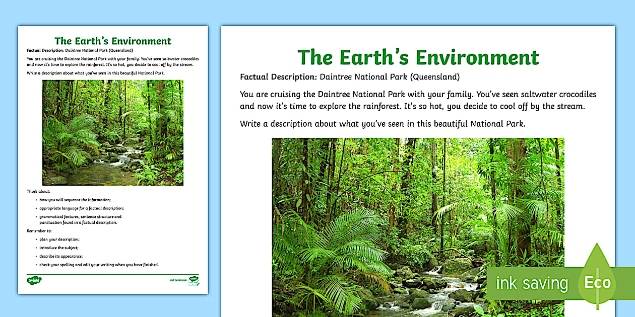 The Earth's Environment - Factual Description National Parks Set 3 Writing