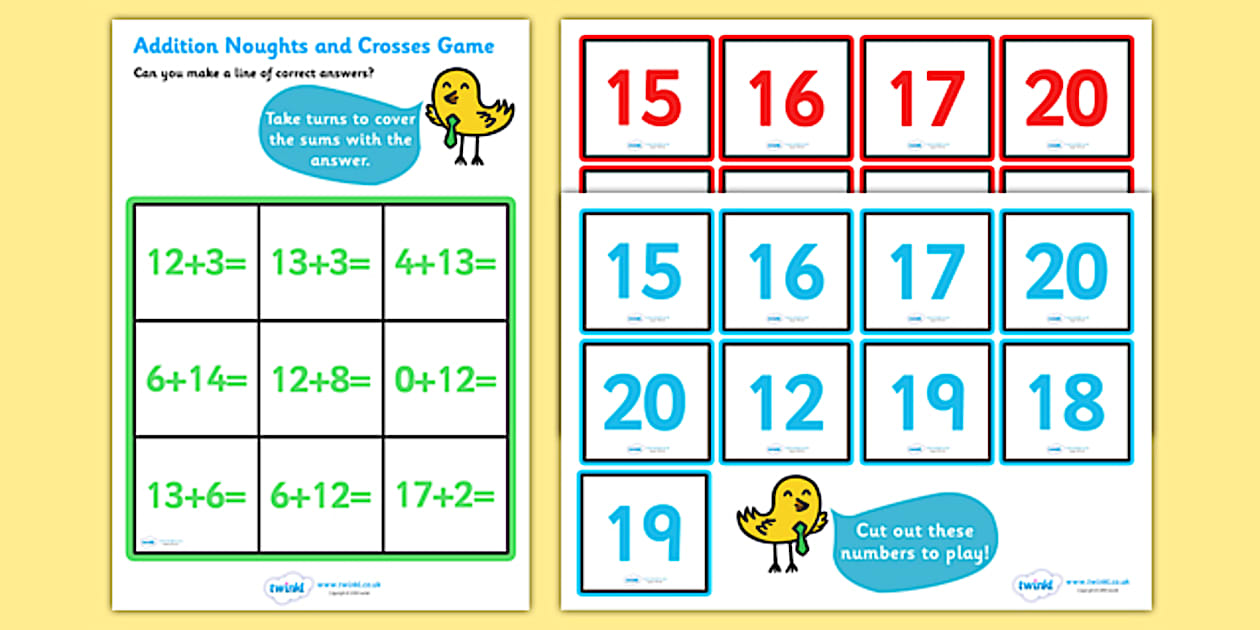 Addition Noughts and Crosses Activity (to 20) (teacher made)