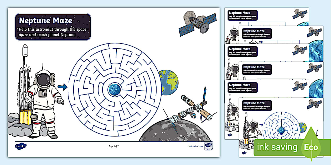 Neptune Maze Activity Worksheets | Solar System | Twinkl