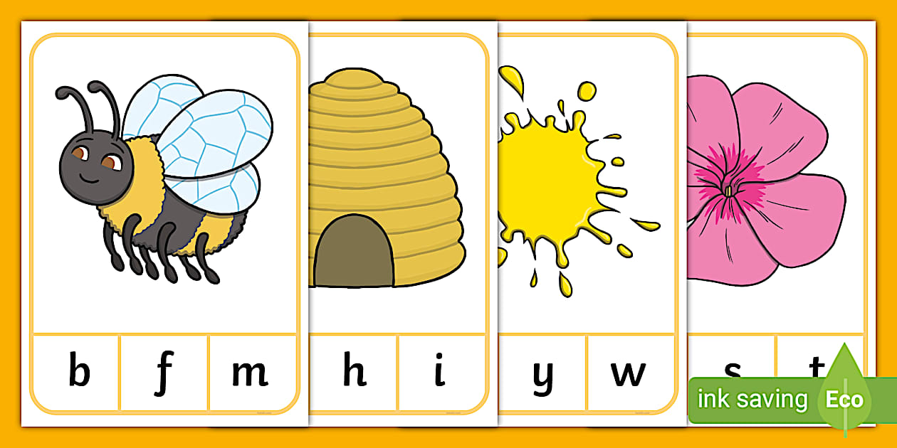 Initial Sounds Bees Peg Matching Cards | Twinkl - Twinkl