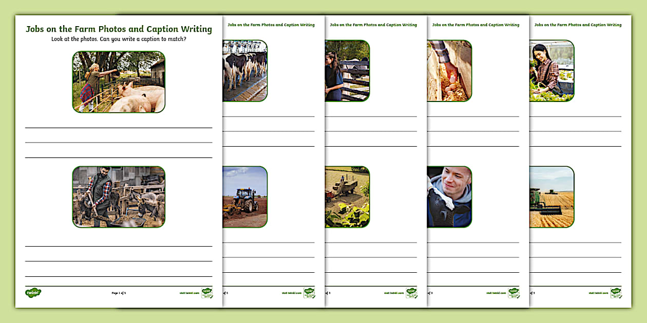 Jobs on the Farm Caption Writing | Twinkl (teacher made)