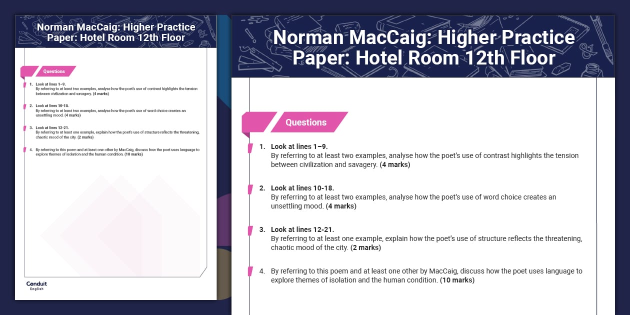 Higher Practice: Hotel Room 12th Floor | Practice Paper