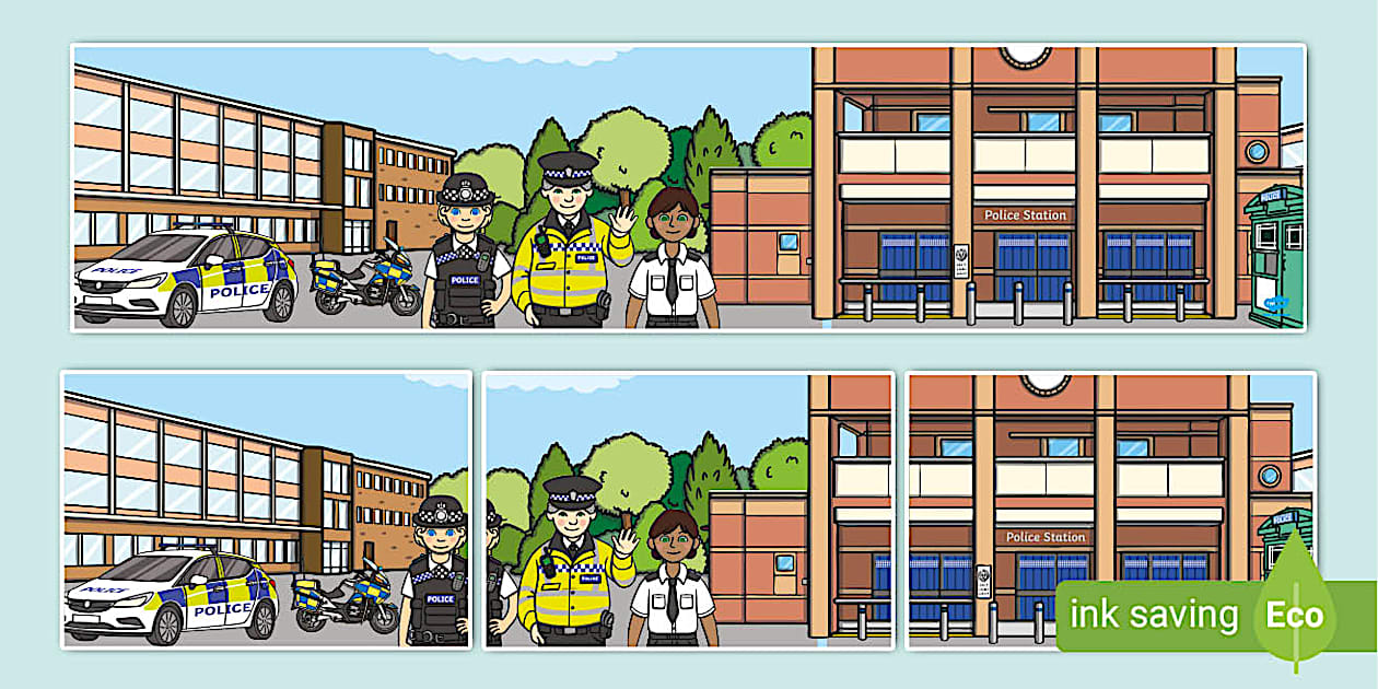 Police Station Small World Background - Role Play - Twinkl