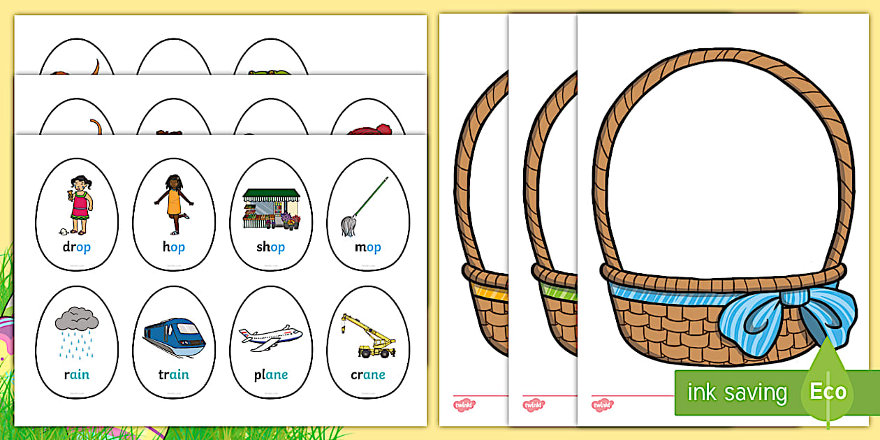 Rhyming Easter Eggs and Baskets Game (teacher made) - Twinkl