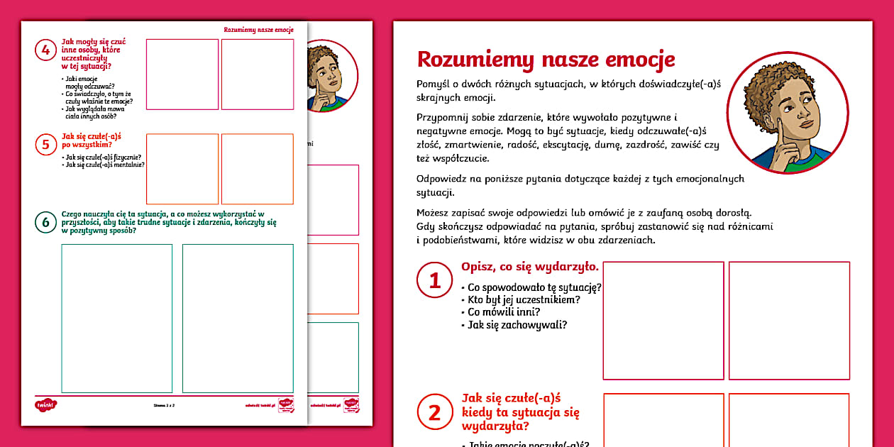 Rozumiemy nasze emocje | Szablon do uzupełnienia - Twinkl