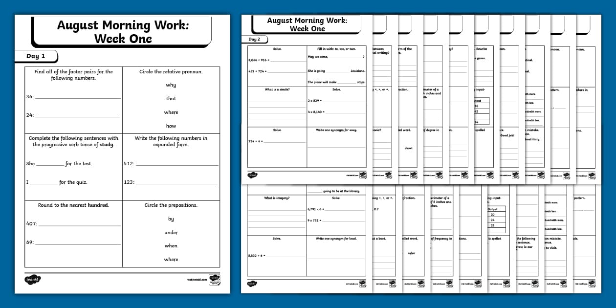 Fourth Grade August Morning Work Bundle (Teacher-Made)