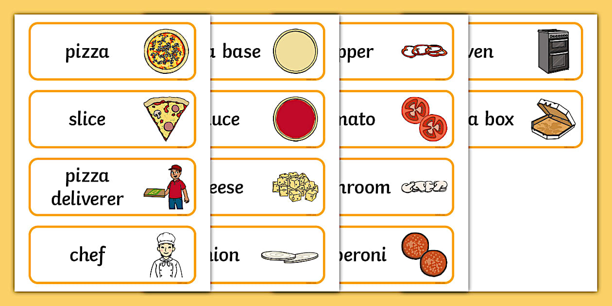 Pizza Shop Role-Play Word Cards | Twinkl