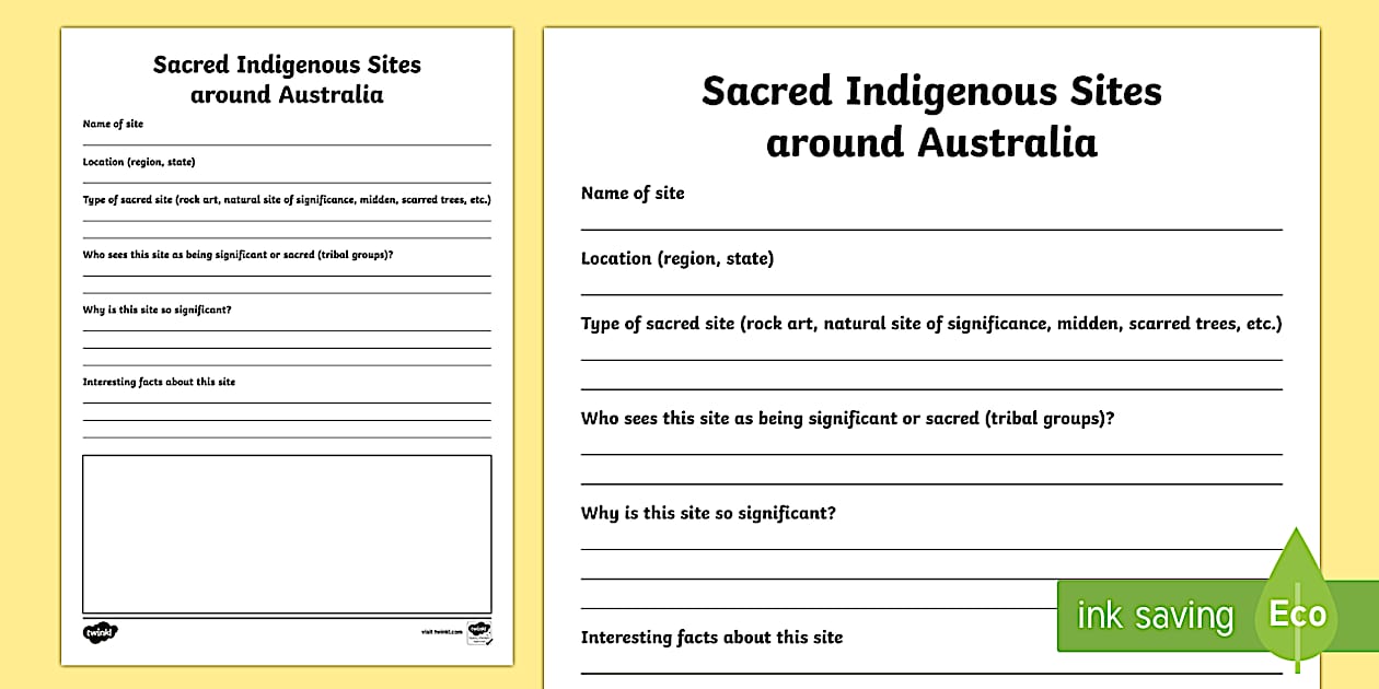 Australia Sacred Sites Worksheet - Twinkl - HASS - Twinkl