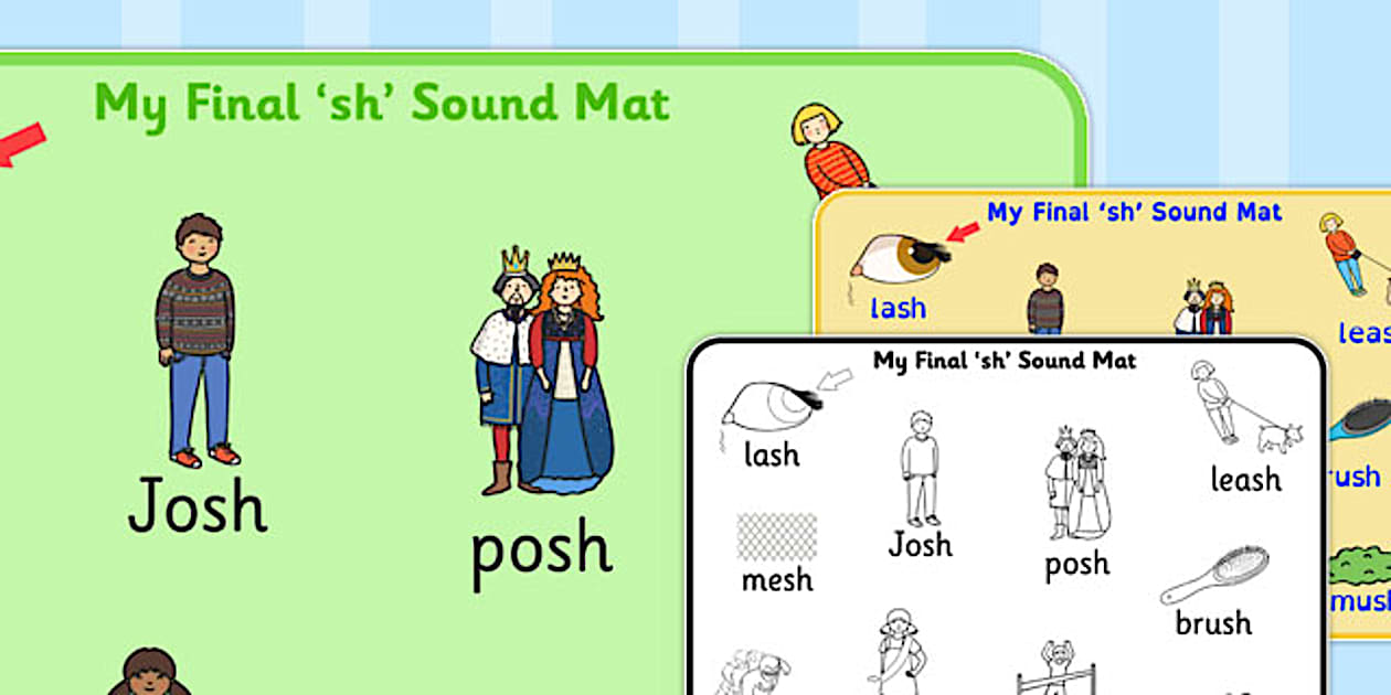 Final 'Sh' Sound Word Mat 2 (teacher made) - Twinkl