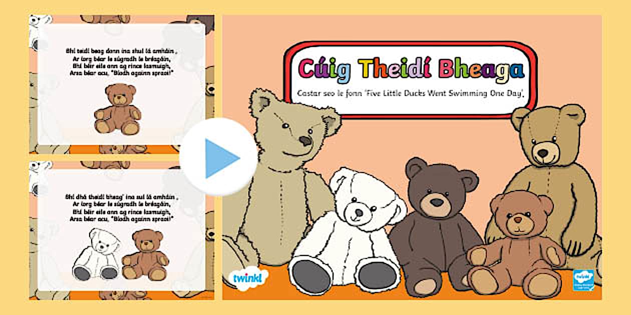 Five Teddy Bears Song PowerPoint Gaeilge