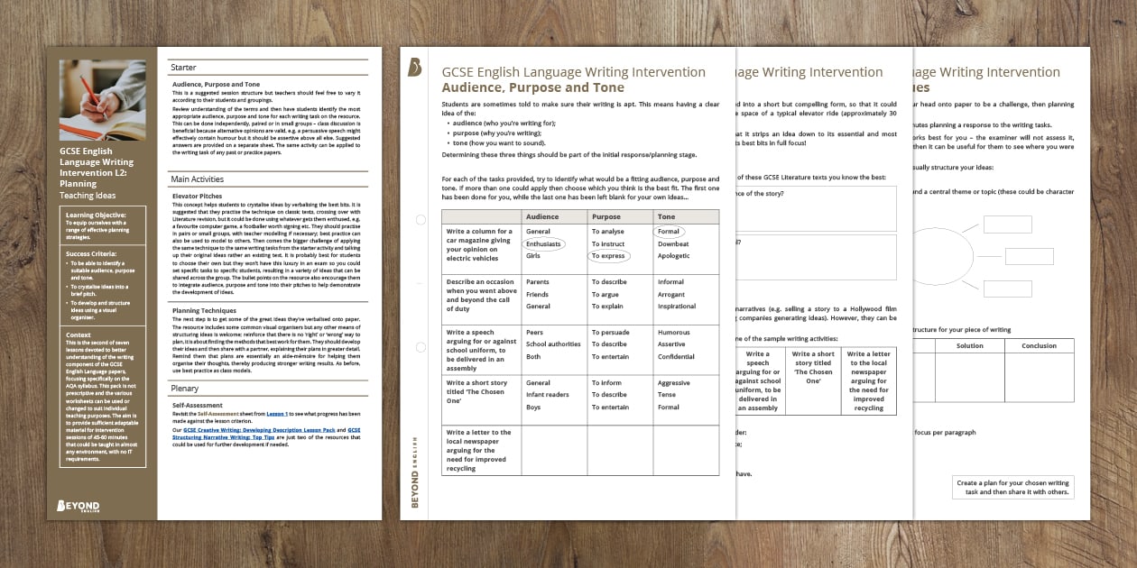 GCSE English Language Writing Intervention - L2: Planning