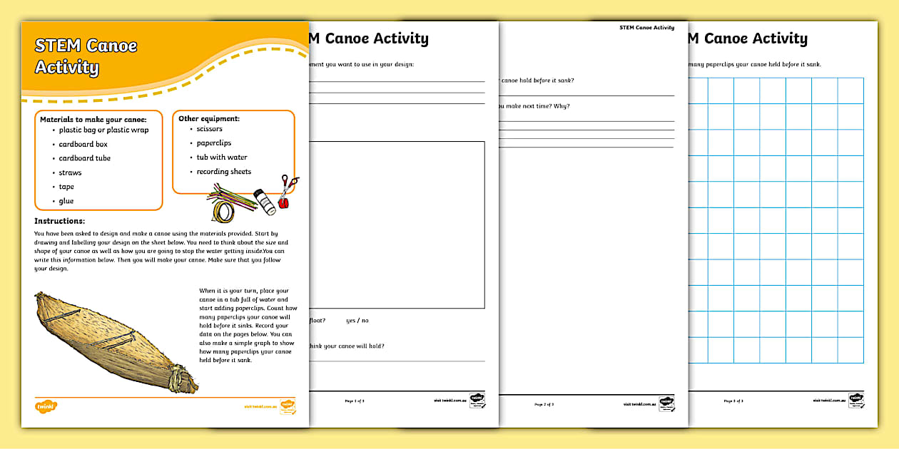 STEM Canoe Activity | Years 3 and 4 | Twinkl (teacher made)