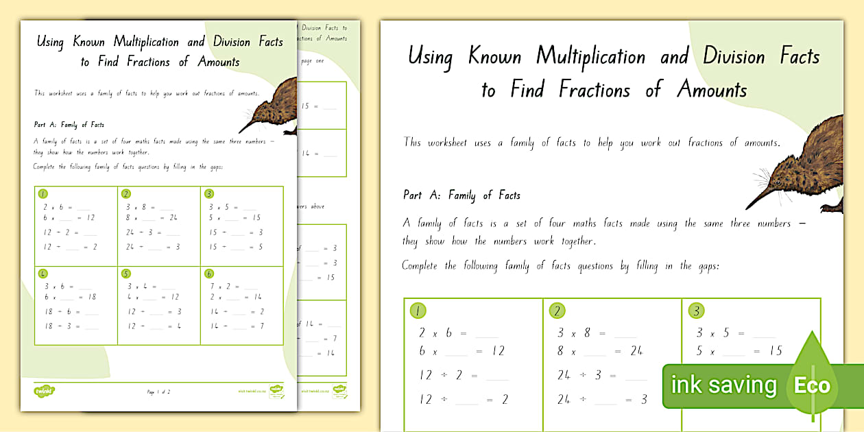 Using Multiplication and Division Facts with Fractions
