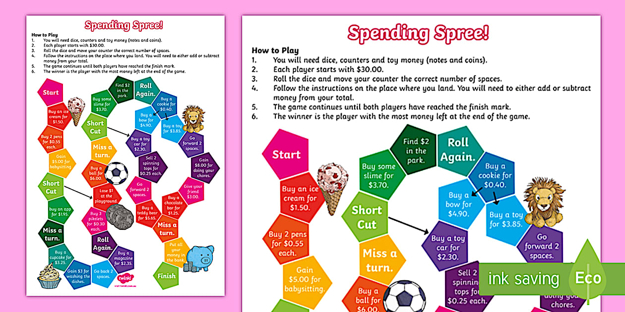 Editable Spending Spree Board Game (teacher made) - Twinkl