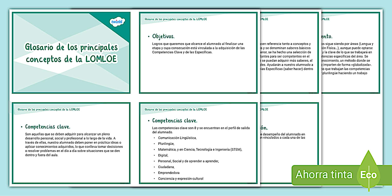 Glosario: Principales conceptos de la LOMLOE (Teacher-Made)