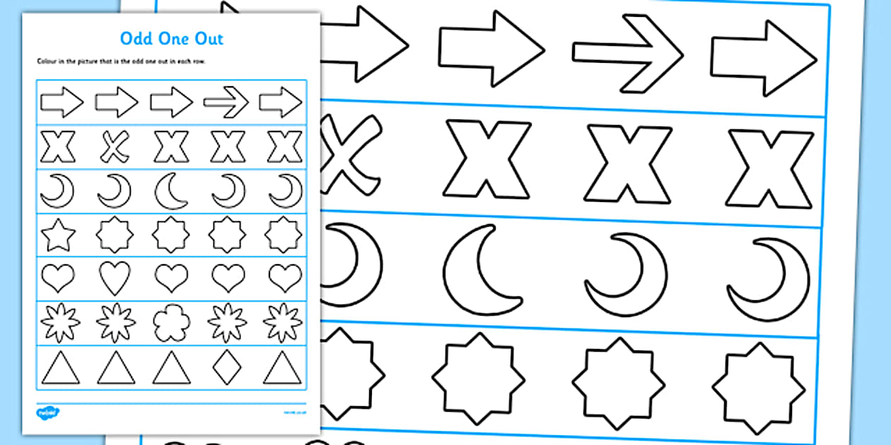 Visual Perception Odd One Out Shape Worksheet / Worksheet