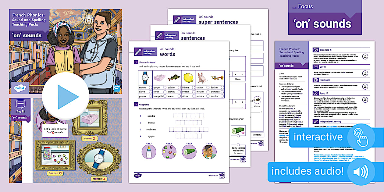 👉 French Phonics: Sound and Spelling Pack: 'on' sounds