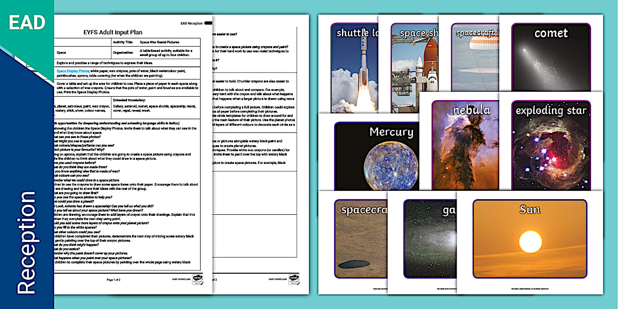 EYFS Space Wax Resist Pictures Adult Input Plan and Pack