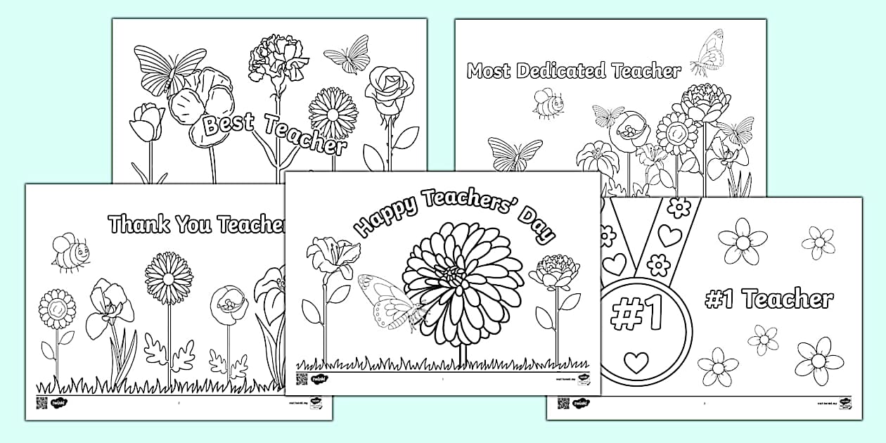 Teacher's Day Flower Colouring Page (teacher made) - Twinkl