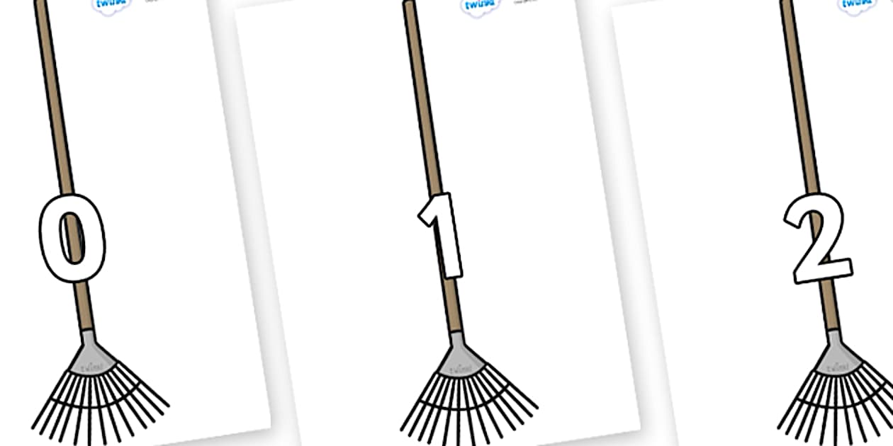 Numbers 0-31 on Garden Rakes (teacher made) - Twinkl