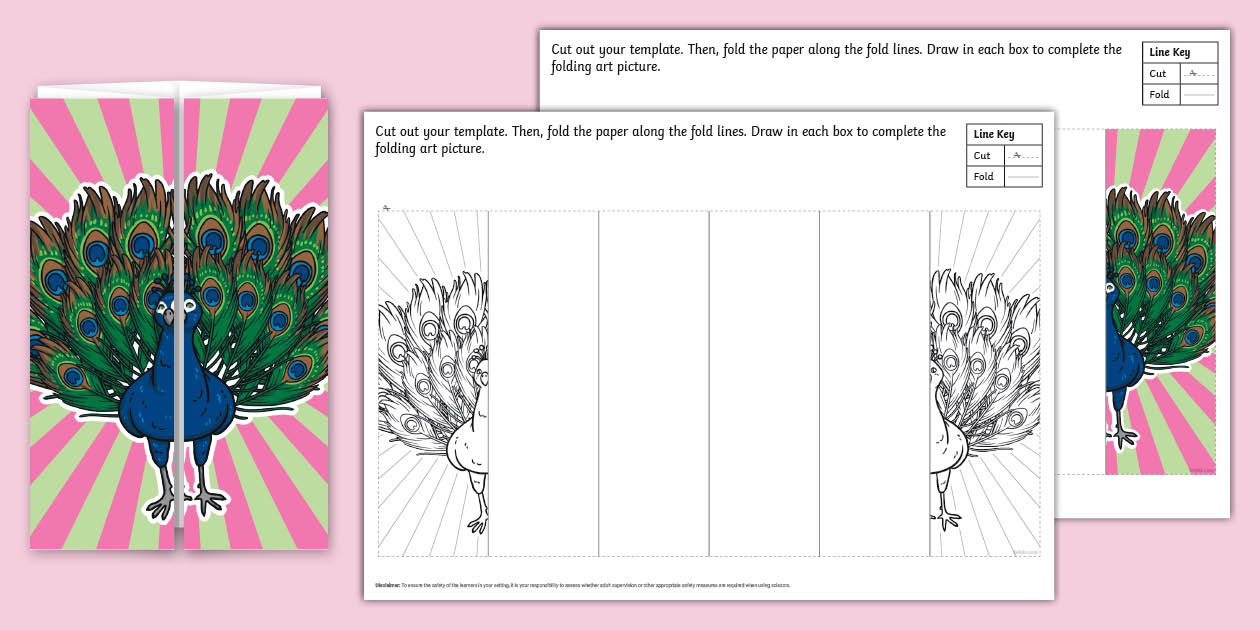 Peacock Folding Art Template - Twinkl Art - Twinkl