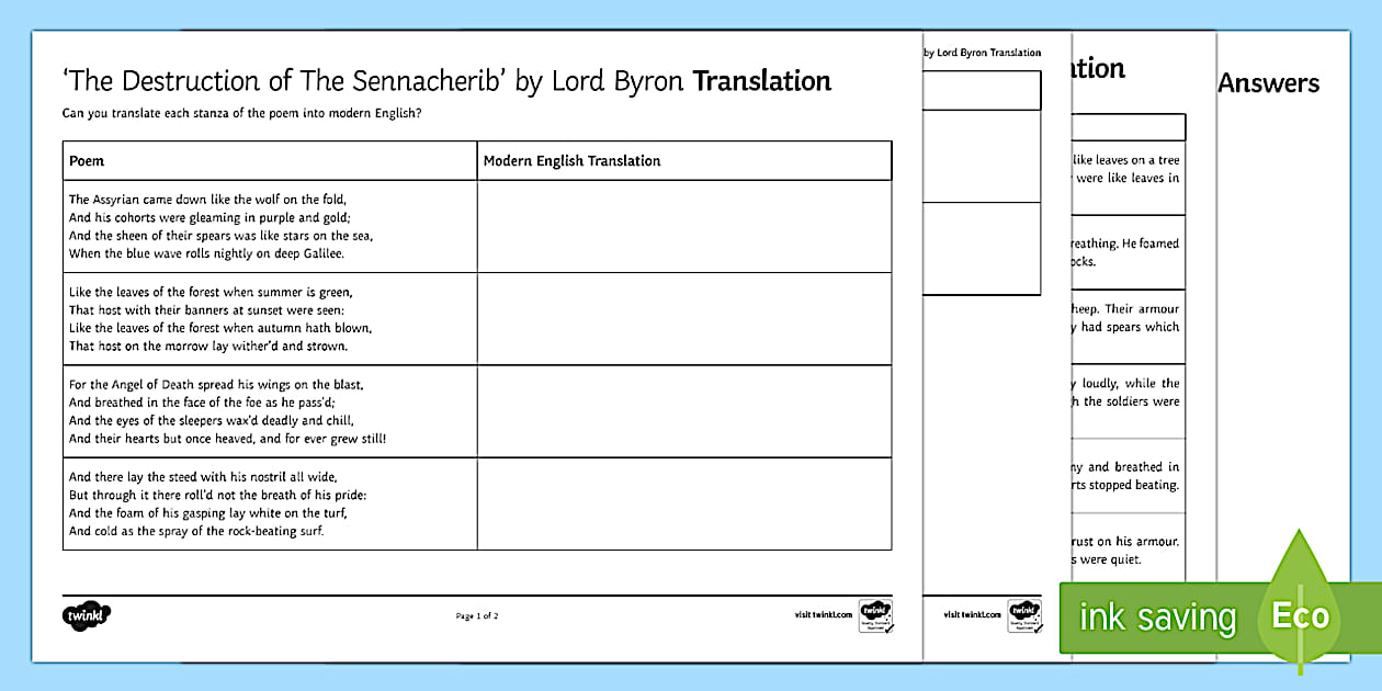 GCSE Translation Worksheet / Worksheets to Support Teaching on 'The
