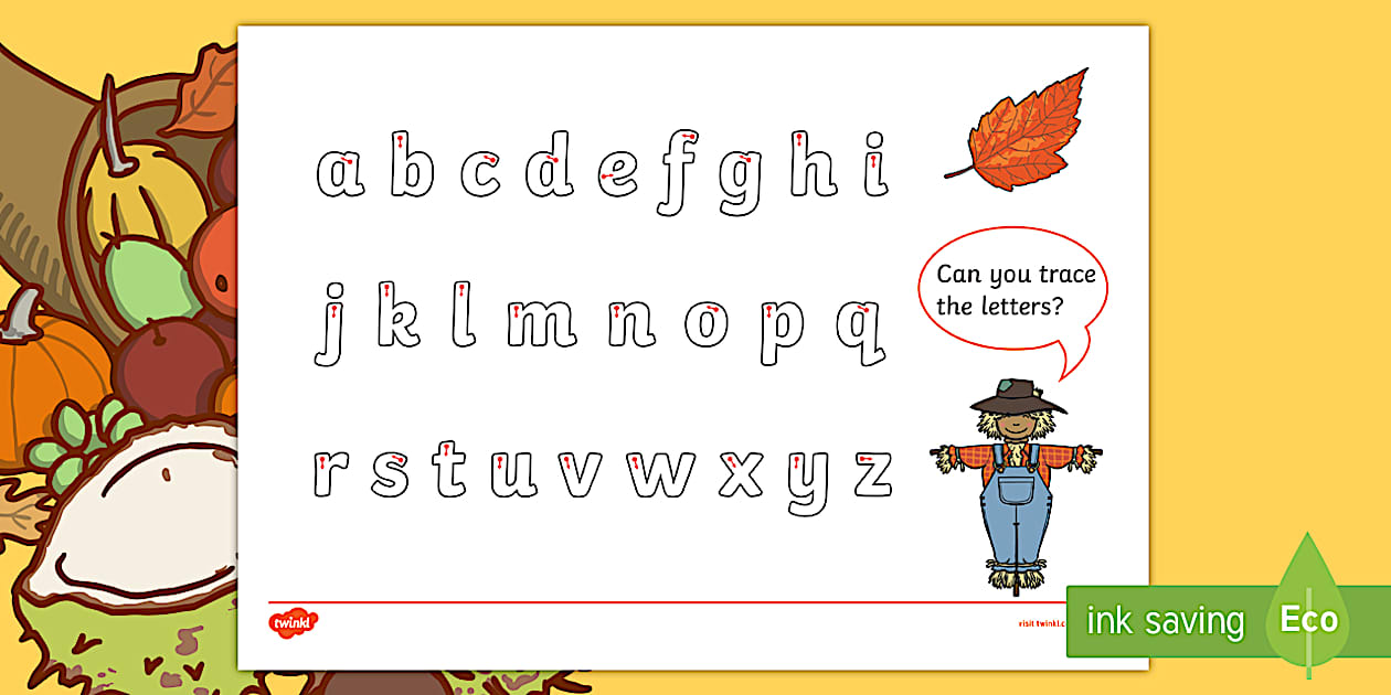 Cursive Autumn Themed Letter Writing Worksheet - Twinkl