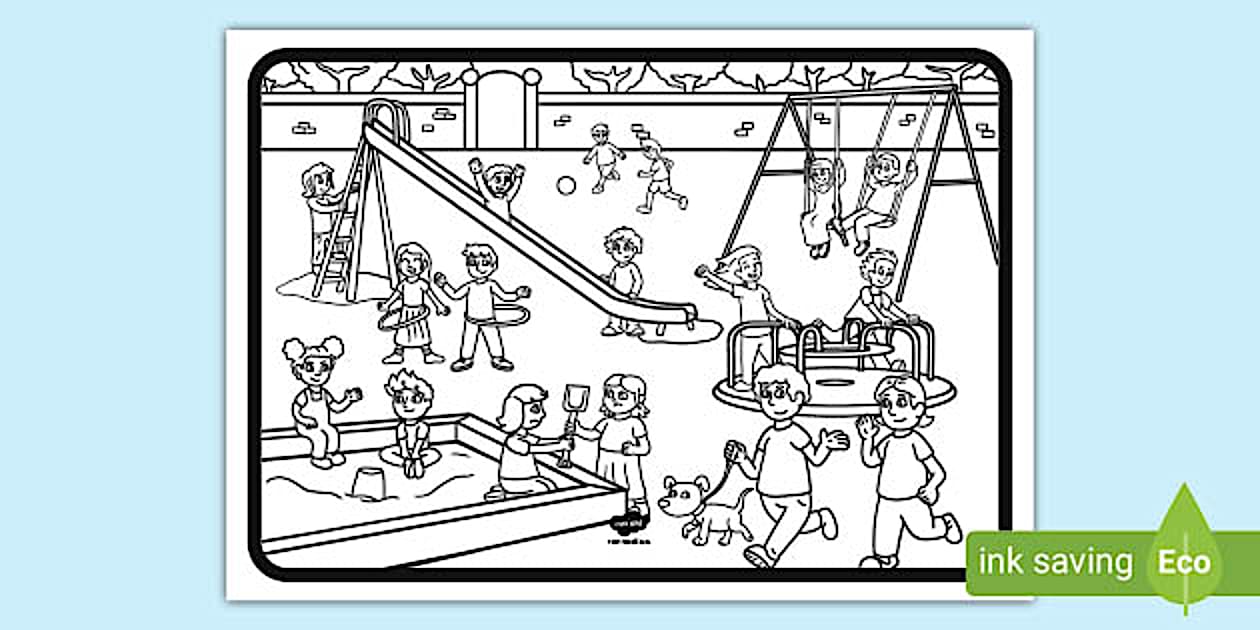 Busy Playground Colouring Challenge (Teacher-Made) - Twinkl