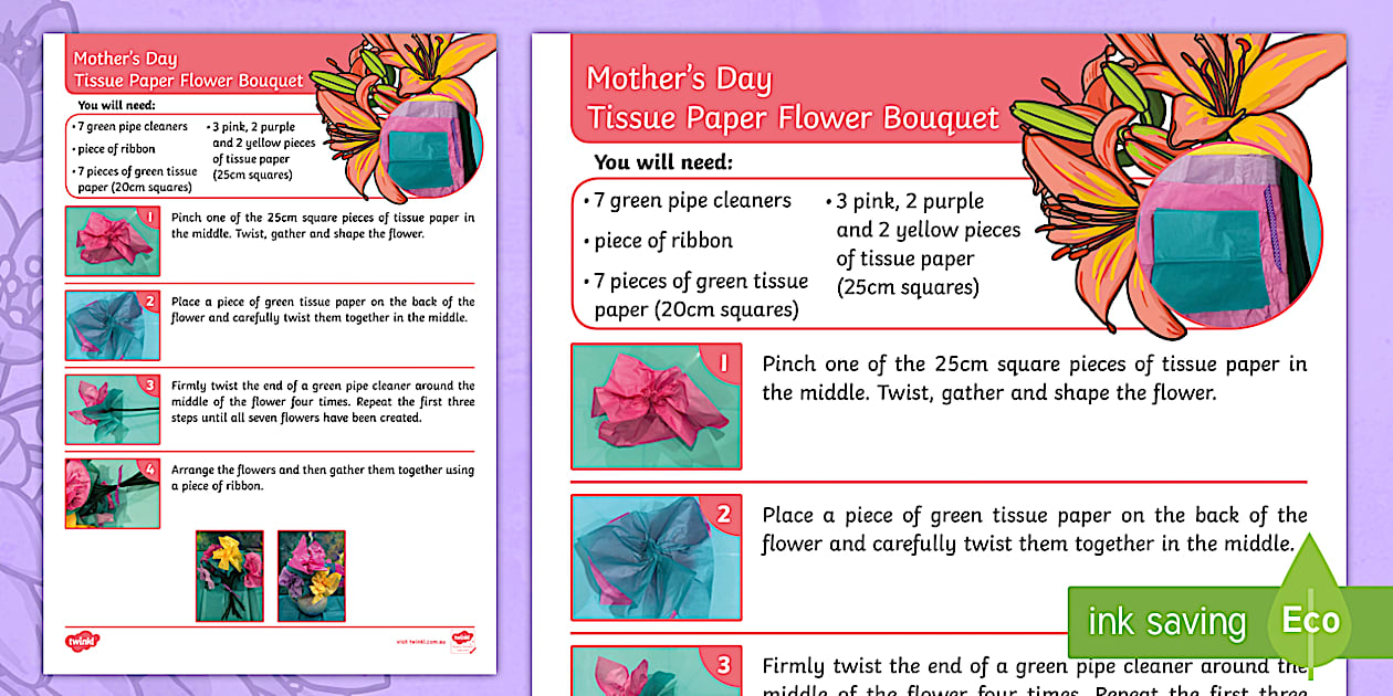 VIC Mother's Day Tissue Paper Flower Bouquet Craft Instructions