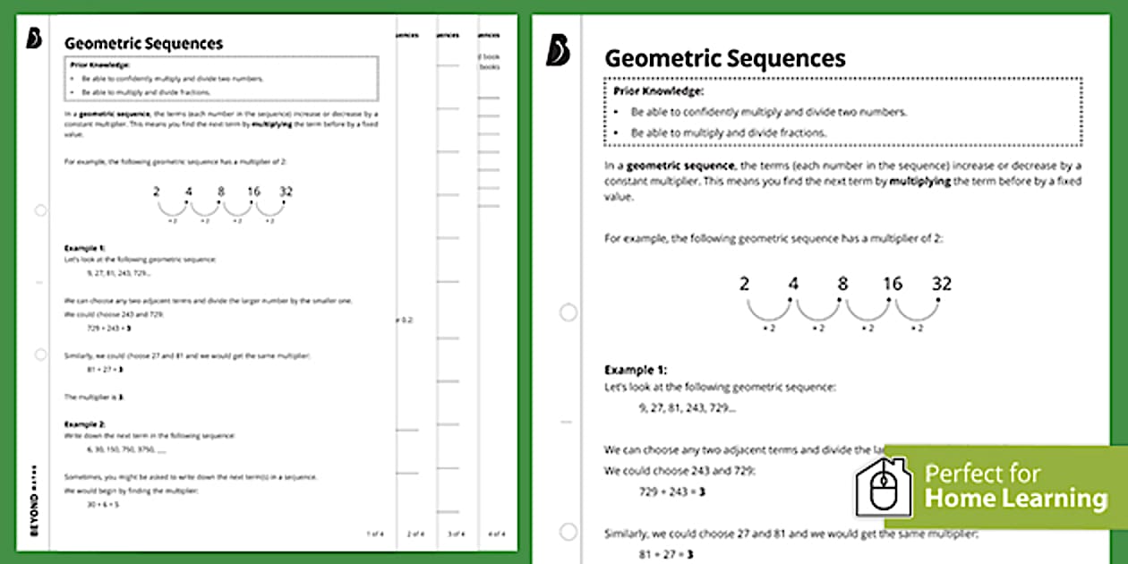 👉 Geometric Sequences - Home Learning | KS3 Maths | Beyond