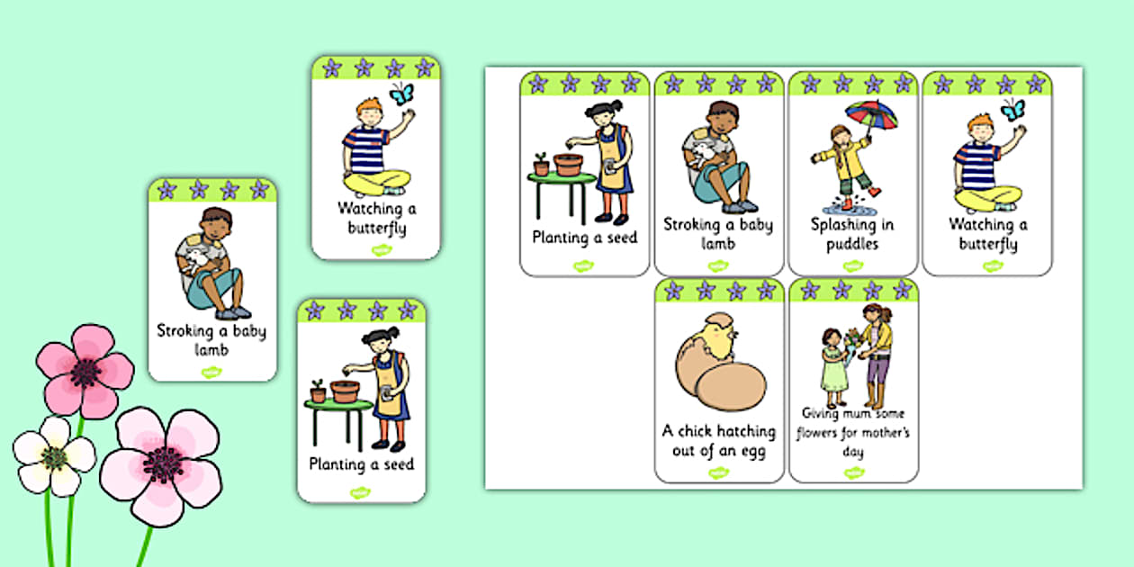 EYFS Look And Act Spring Cards (teacher made) - Twinkl