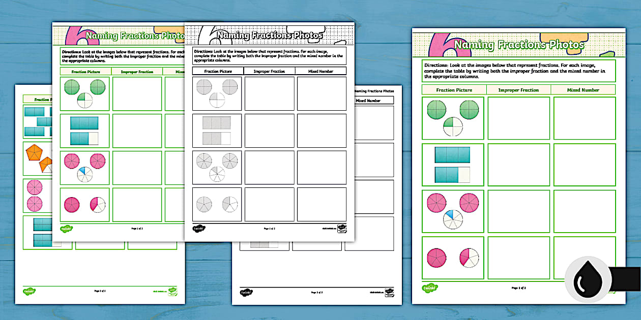 Naming Fractions Activity Sheet - Twinkl