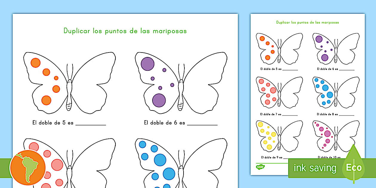 Ficha de actividad: Duplicar los puntos de las mariposas